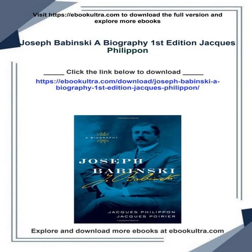 Joseph Babinski A Biography 1st Edition Jacques Philippon | PDF