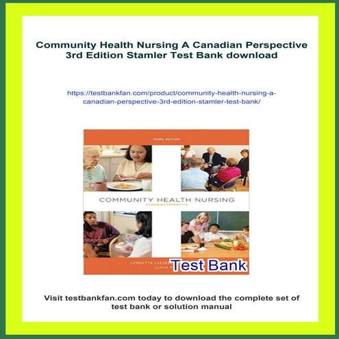 Community Health Nursing A Canadian Perspective 3rd Edition Stamler ...