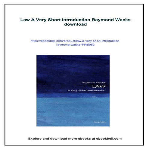 Law A Very Short Introduction Raymond Wacks | PDF