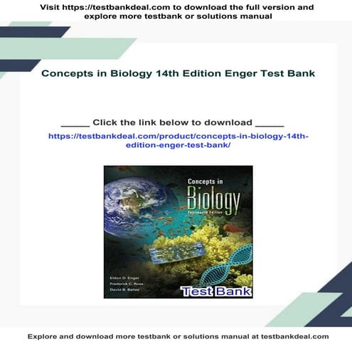 Concepts in Biology 14th Edition Enger Test Bank | PDF