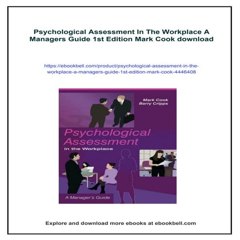 Psychological Assessment In The Workplace A Managers Guide 1st Edition ...
