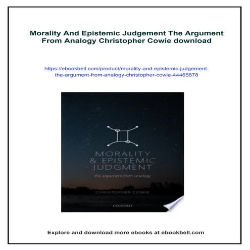 Morality And Epistemic Judgement The Argument From Analogy Christopher ...