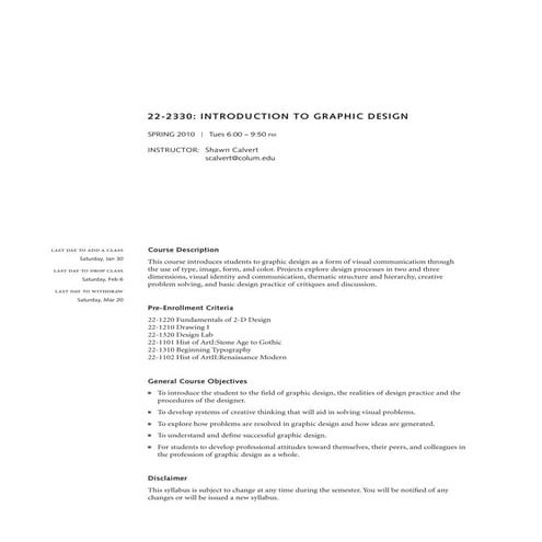 Intro to Graphic Design syllabus | PDF