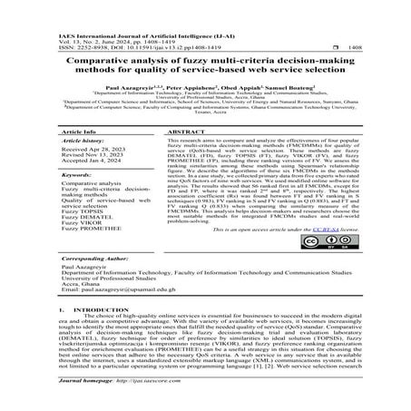 Comparative Analysis Of Fuzzy Multi Criteria Decision Making Methods For Quality Of Service
