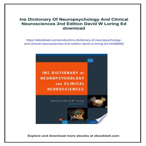 Ins Dictionary Of Neuropsychology And Clinical Neurosciences 2nd Edition David W Loring Ed | PDF