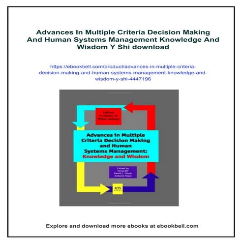 Advances In Multiple Criteria Decision Making And Human Systems Management Knowledge And Wisdom ...
