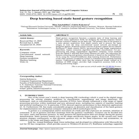 Deep learning based static hand gesture recognition | PDF