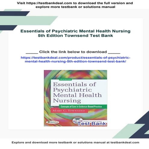 Essentials of Psychiatric Mental Health Nursing 5th Edition Townsend ...