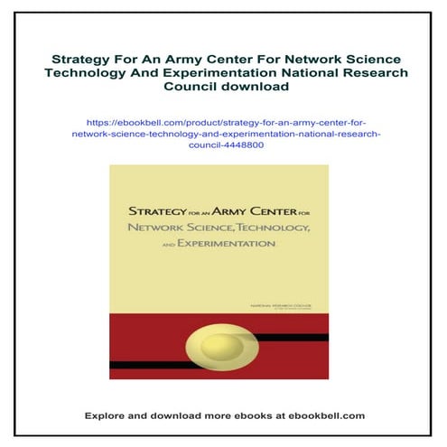 Strategy For An Army Center For Network Science Technology And ...