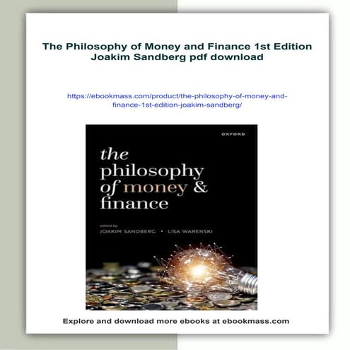 The Philosophy of Money and Finance 1st Edition Joakim Sandberg | PDF
