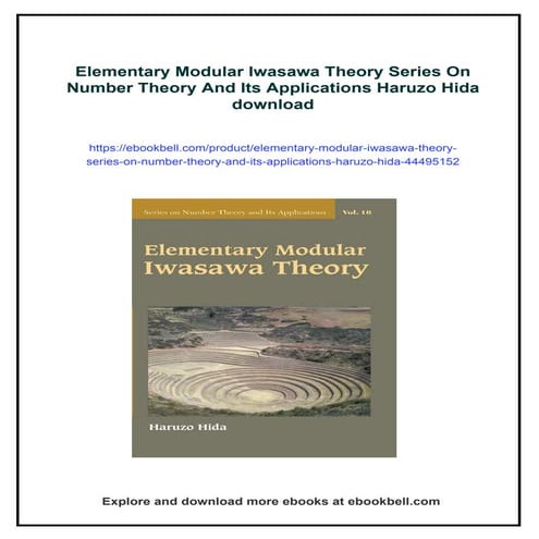 Elementary Modular Iwasawa Theory Series On Number Theory And Its ...