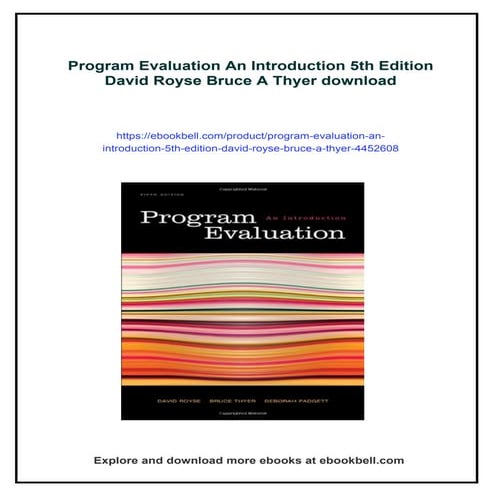 Program Evaluation An Introduction 5th Edition David Royse Bruce A Thyer | PDF