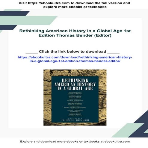Rethinking American History in a Global Age 1st Edition Thomas Bender ...