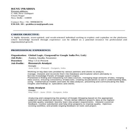 renu_resume (1) | PDF
