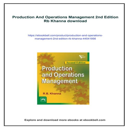 Production And Operations Management 2nd Edition Rb Khanna | PDF