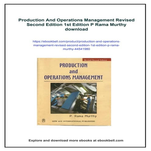 Production And Operations Management Revised Second Edition 1st Edition ...