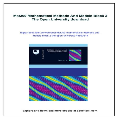 Mst209 Mathematical Methods And Models Block 2 The Open University | PDF
