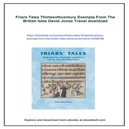 Friars Tales Thirteenthcentury Exempla From The British Isles David ...