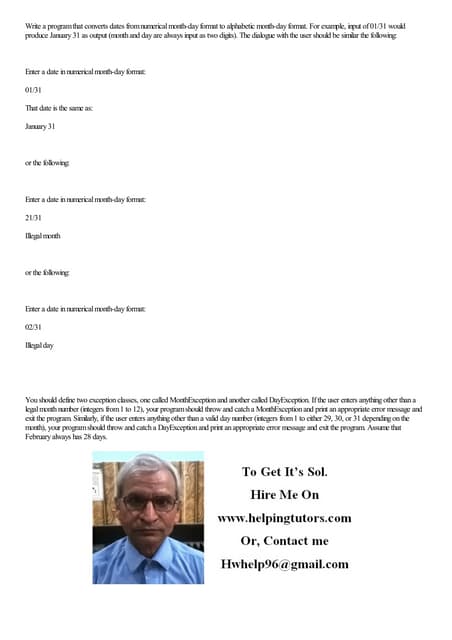 Write A Program That Converts Dates From Numerical Month Day Format To 8611