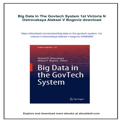Big Data In The Govtech System 1st Victoria N Ostrovskaya Aleksei V Bogoviz | PDF