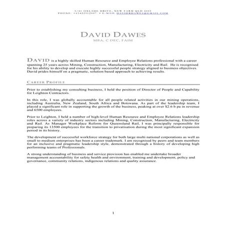 David Dawes CV Jan 2017 | PDF