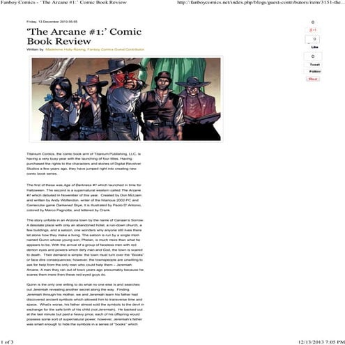 The Arcane #1: Comic Book Review | PDF