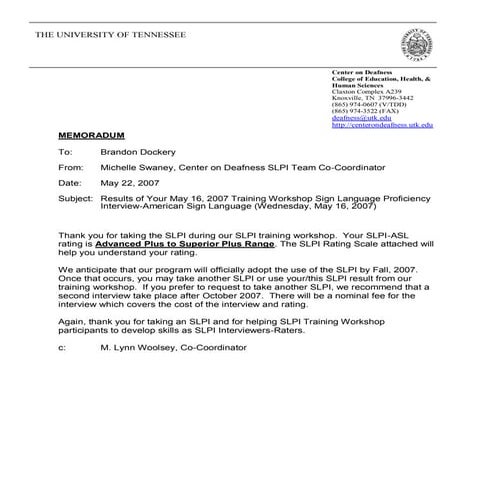 SLPI-ASL Rating - Brandon Dockery | PDF