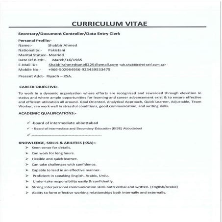 Secretary Document Controller Data Entry Clerk | PDF