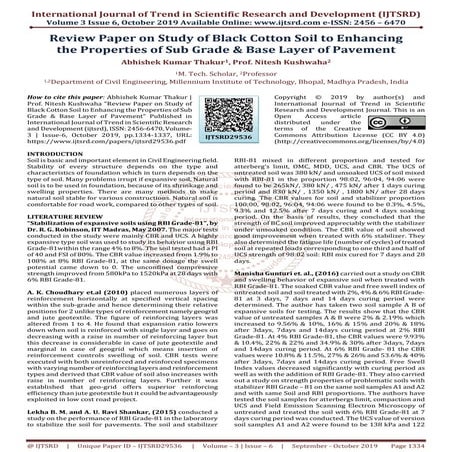 Review Paper on Study of Black Cotton Soil to Enhancing the Properties of Sub Grade and Base ...