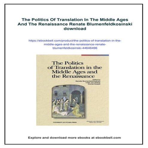 The Politics Of Translation In The Middle Ages And The Renaissance ...