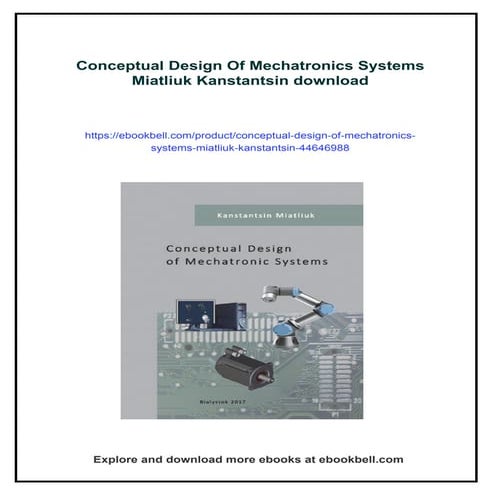 Conceptual Design Of Mechatronics Systems Miatliuk Kanstantsin | PDF