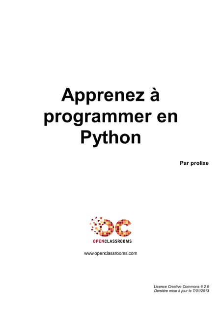Apprenez A Programmer En Pythonpdf