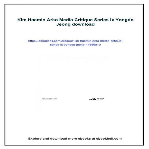 Kim Haemin Arko Media Critique Series Ix Yongdo Jeong | PDF