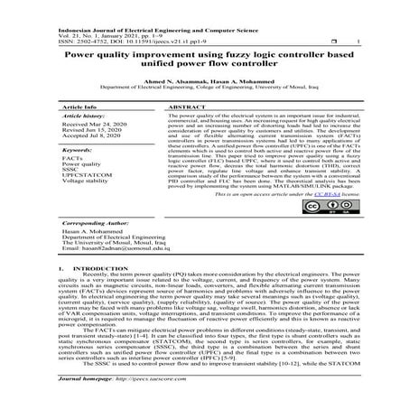 Power Quality Improvement Using Fuzzy Logic Controller Based Unified