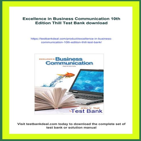 Excellence in Business Communication 10th Edition Thill Test Bank | PDF