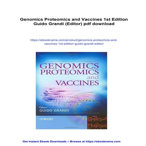 Genomics Proteomics and Vaccines 1st Edition Guido Grandi (Editor) | PDF