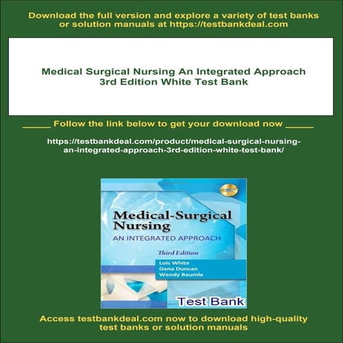 Medical Surgical Nursing An Integrated Approach 3rd Edition White Test ...