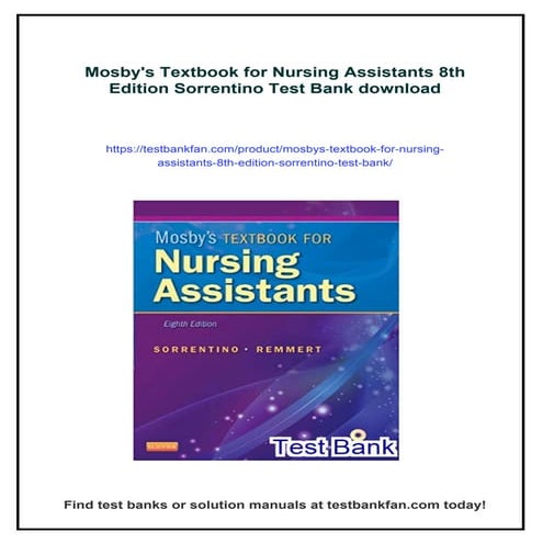 Mosby's Textbook for Nursing Assistants 8th Edition Sorrentino Test ...