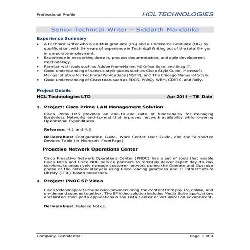Project handled in HCL | DOCX
