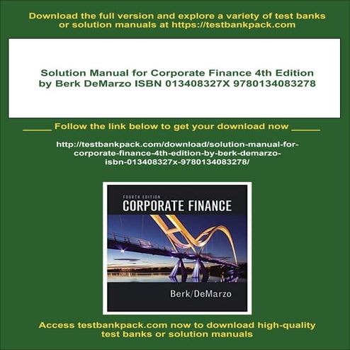 Solution Manual for Corporate Finance 4th Edition by Berk DeMarzo ISBN 013408327X 9780134083278 ...