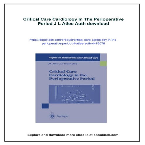 Critical Care Cardiology In The Perioperative Period J L Atlee Auth | PDF
