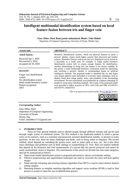 Intelligent Multimodal Identification System Based On Local Feature