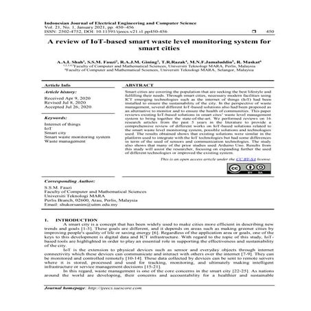 A review of IoT-based smart waste level monitoring system for smart ...