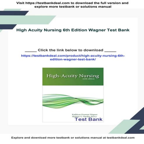 High Acuity Nursing 6th Edition Wagner Test Bank | PDF