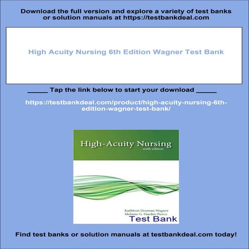 High Acuity Nursing 6th Edition Wagner Test Bank | PDF