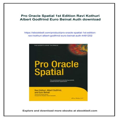 Pro Oracle Spatial 1st Edition Ravi Kothuri Albert Godfrind Euro Beinat Auth | PDF