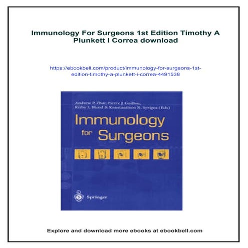 Immunology For Surgeons 1st Edition Timothy A Plunkett I Correa | PDF