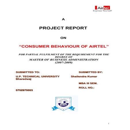 22463913 consumer-behaviour-of-airtel-new | PDF
