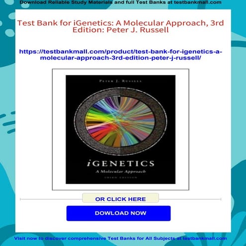 Test Bank for iGenetics: A Molecular Approach, 3rd Edition: Peter J ...