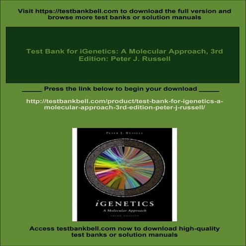 Test Bank for iGenetics: A Molecular Approach, 3rd Edition: Peter J ...